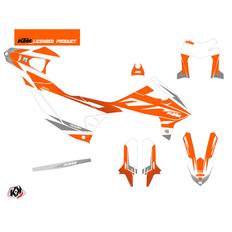 Kit Déco Moto Trophy KTM 690 SMC R Orange Blanc FINITION BRILLANT